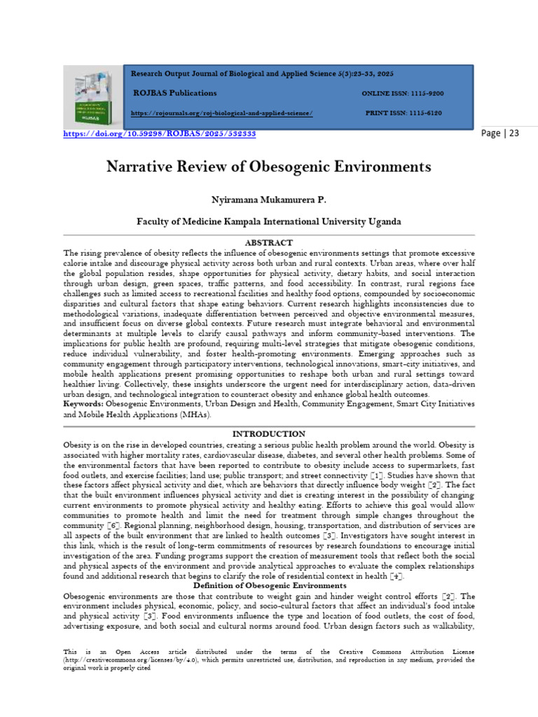 Obesogenic Environments: A Narrative Review | PDF | Obesity ...