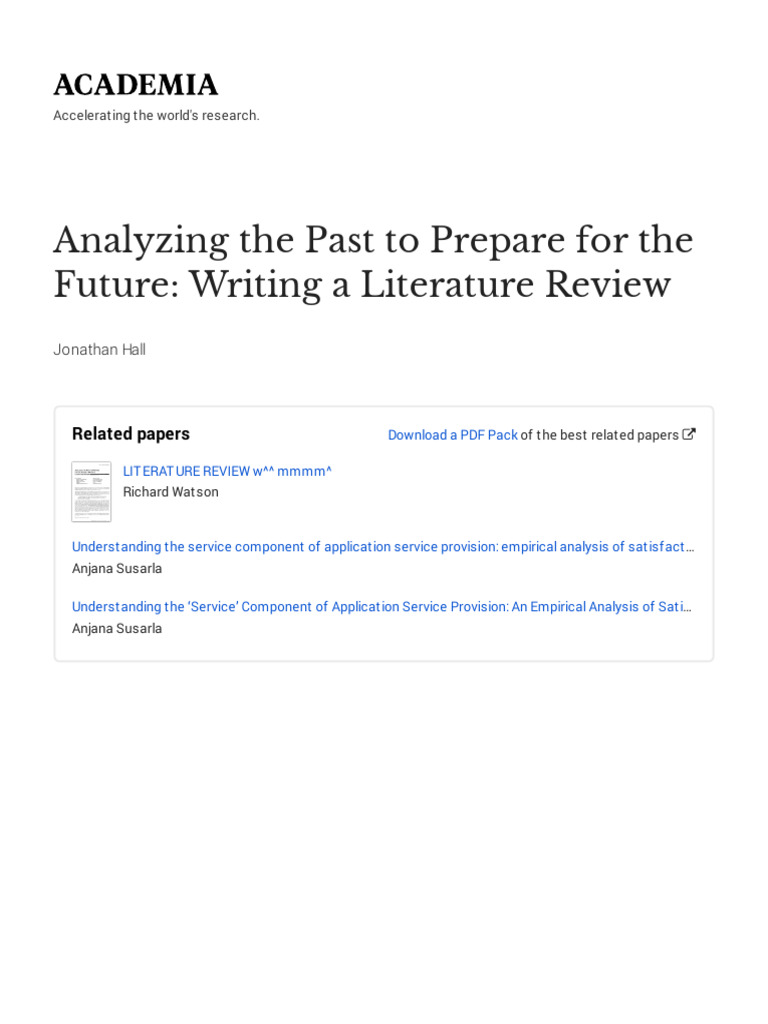 Analyzing The Past To Prepare For The Future Literature Review | PDF ...