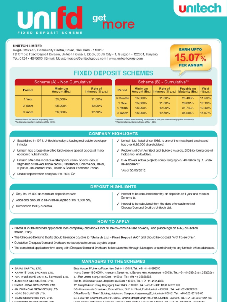 Fixed Deposit Schemes: Scheme (A) - Non Cumulative Scheme (B ...