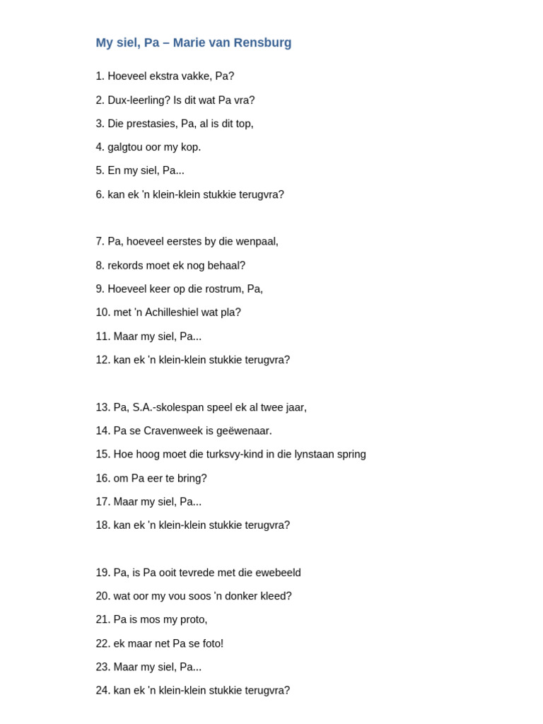 Gedig My Siel Pa | PDF