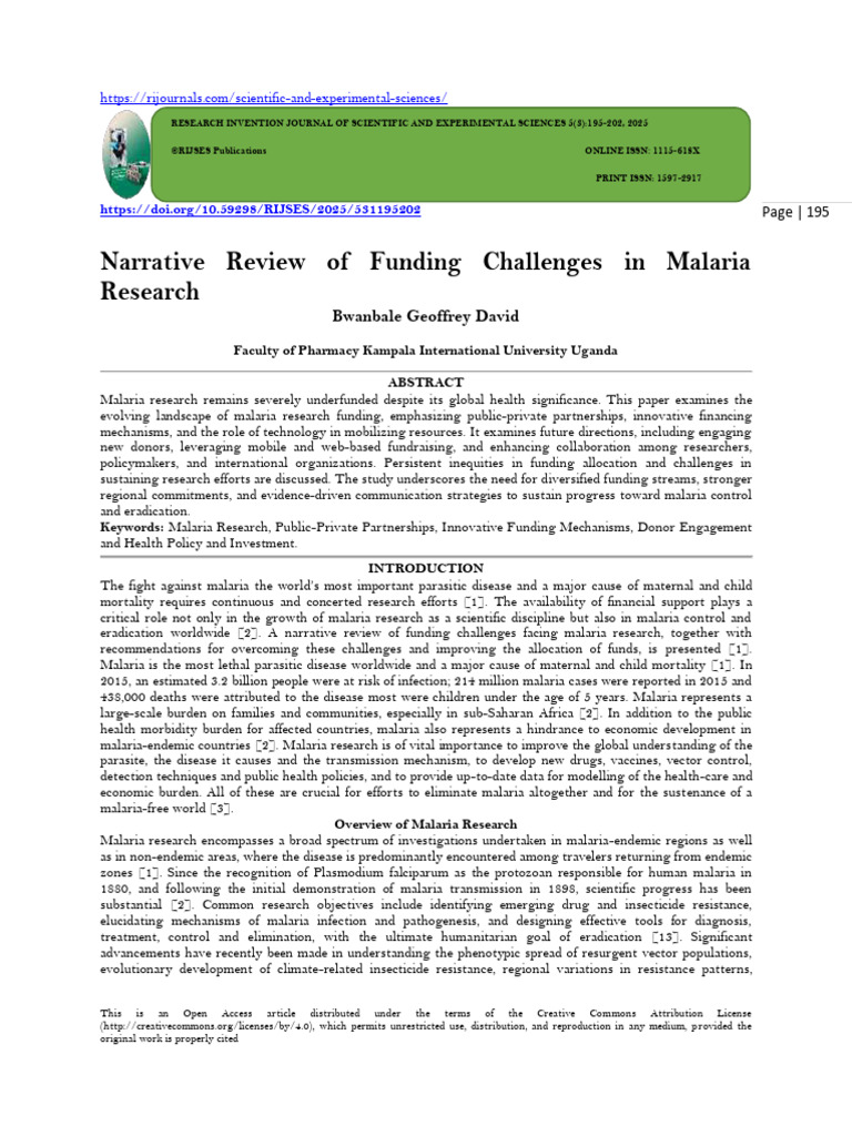 Funding Challenges in Malaria Research | PDF | Malaria | Public Health