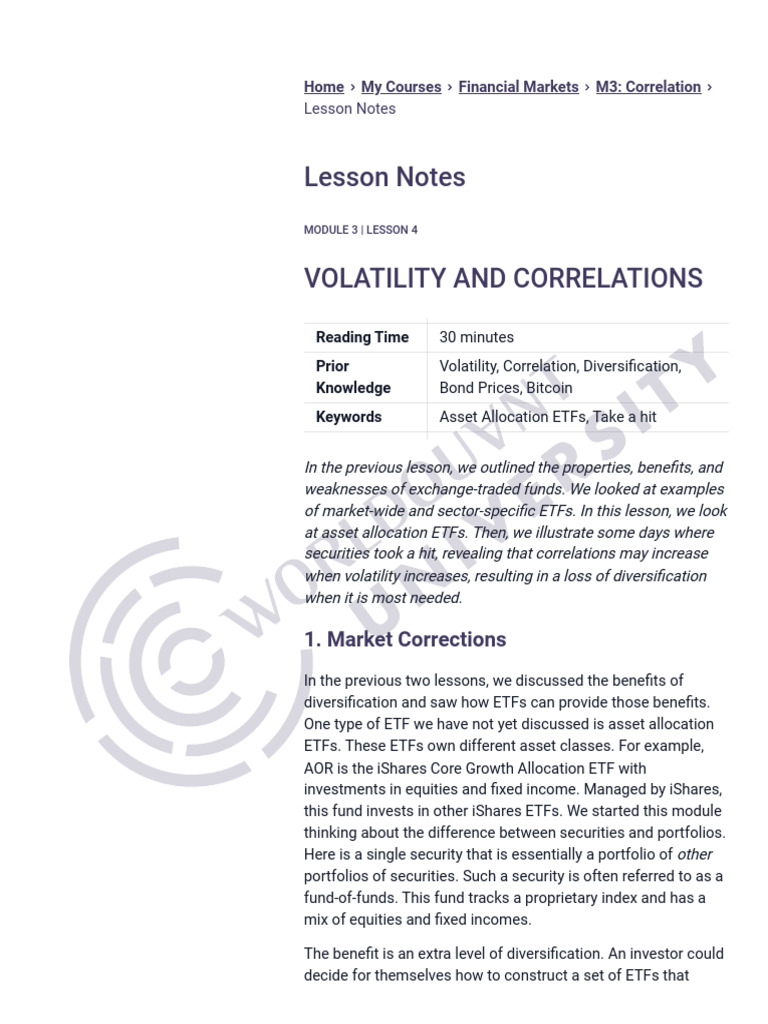 Volatility and Correlations Explained | PDF | Exchange Traded Fund ...
