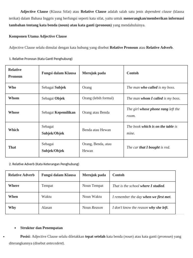 Materi Adjective Clause | PDF