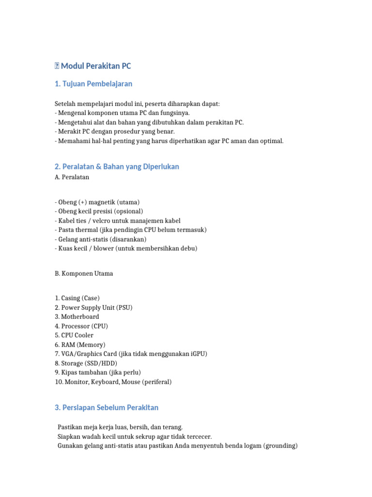 Modul Perakitan PC | PDF