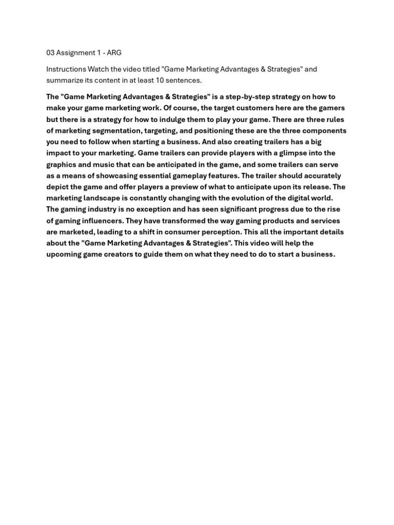 Babagay 03 Assignment 1 Gamedev | PDF