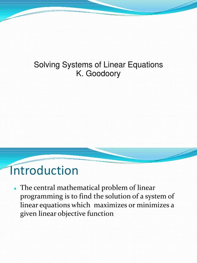 Solving Systems of Linear Equations K. Goodoory | PDF | Mathematical ...