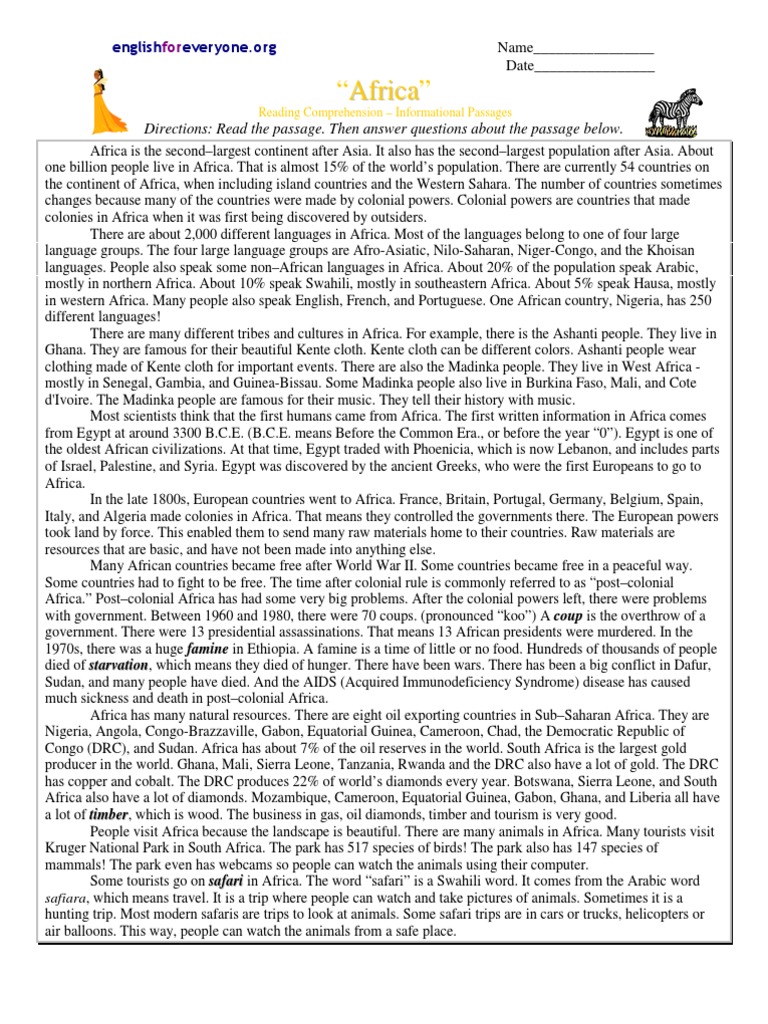 Informational Passages RC - Africa | PDF