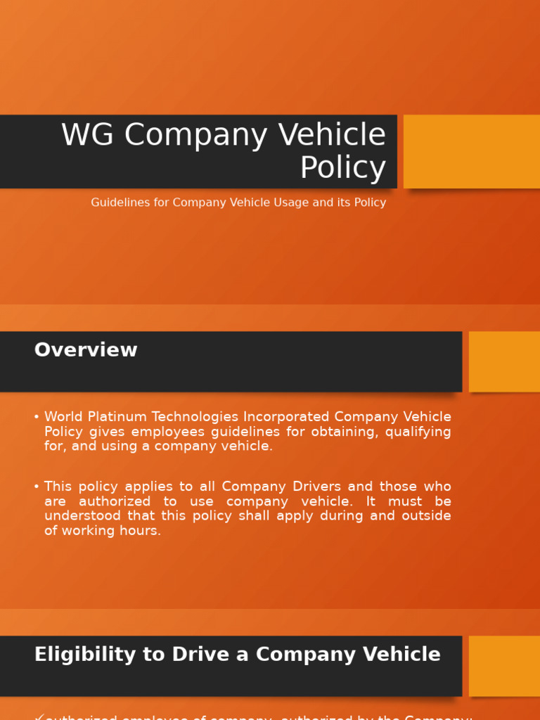 WG Company Vehicle Policy Guidelines | PDF | Traffic Collision | Transport