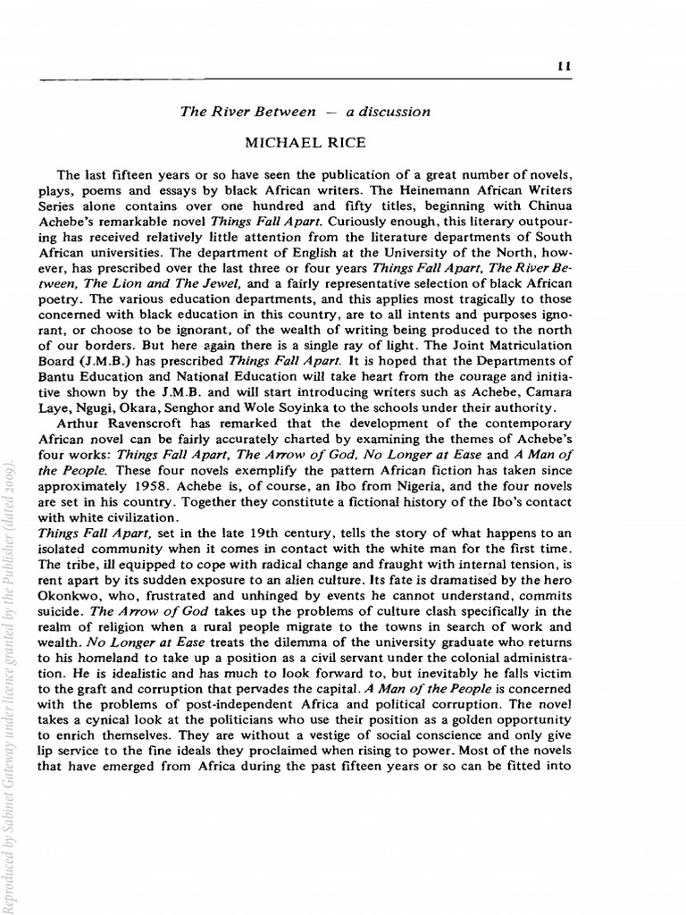 Rice 1975 The River Between A Discussion | PDF | Prophet