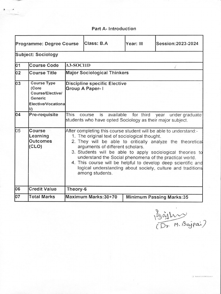 SOCIOlogy Major 3rd Year | PDF