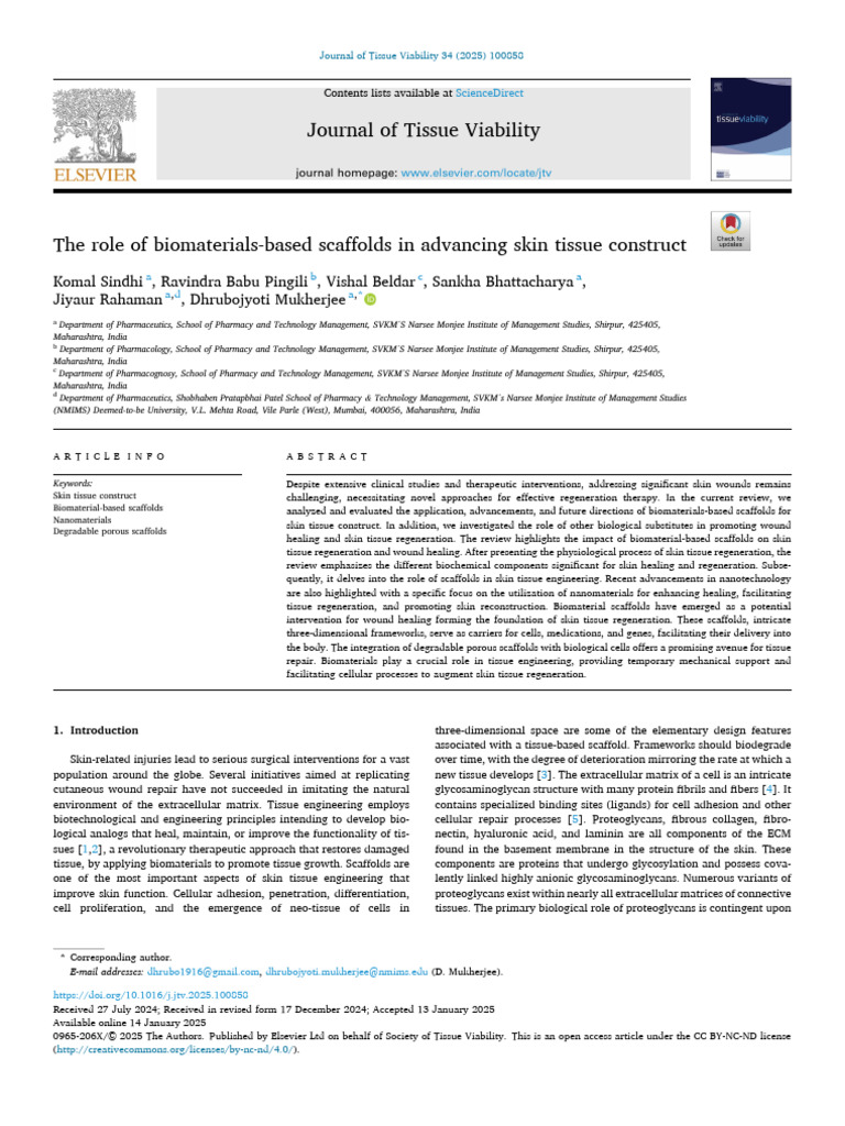 The Role of Biomaterials-Based Scaffolds in Advancing Skin Tissue ...