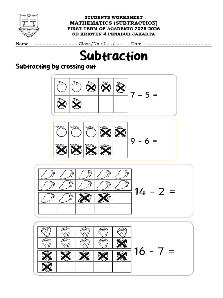 Subtraction 1-20 | PDF
