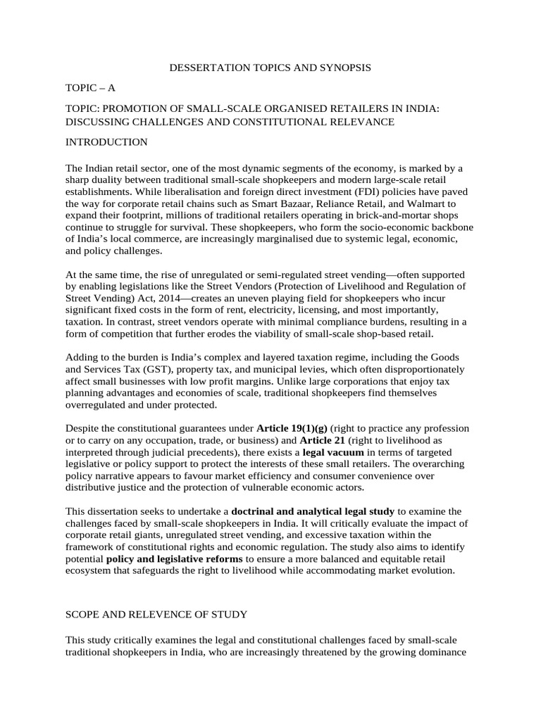 Dessertation Topics and Synopsis | PDF | Taxes | Policy