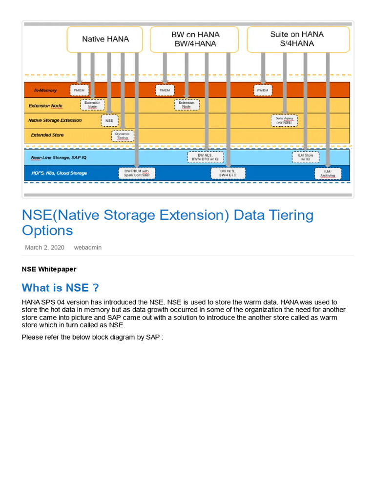 NSE (Native Storage Extension) Data Tiering Options - ERP Q&A | PDF ...