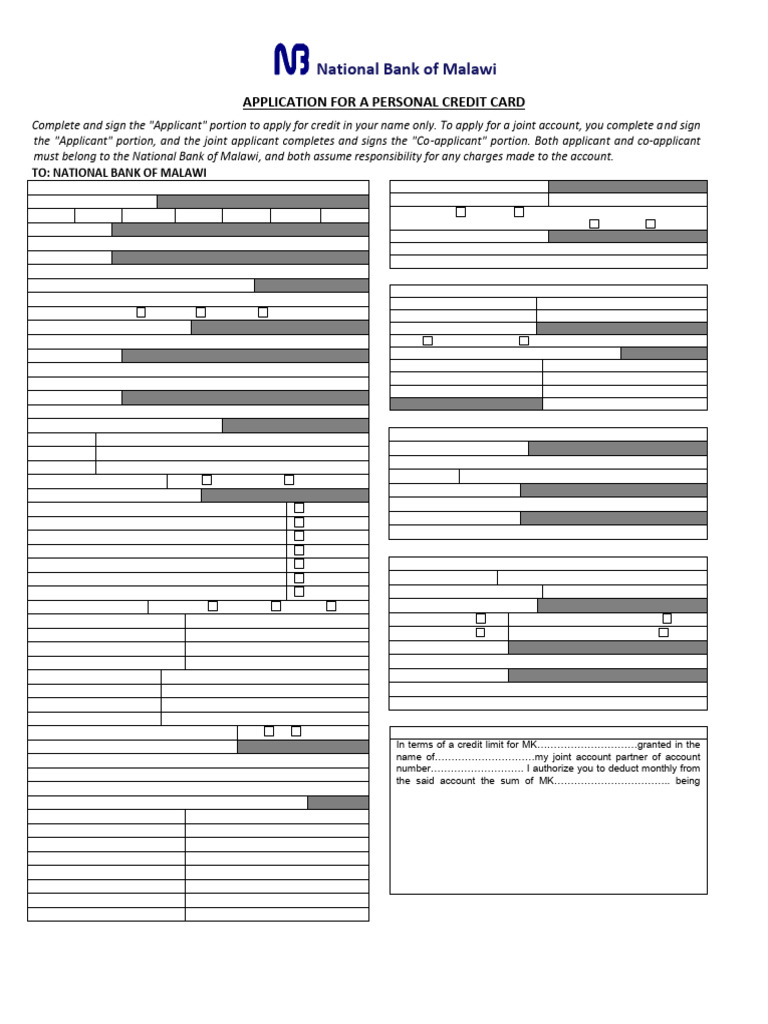 NBM Credit Card - Individual Application Form MAY 2019 | PDF | Banks ...