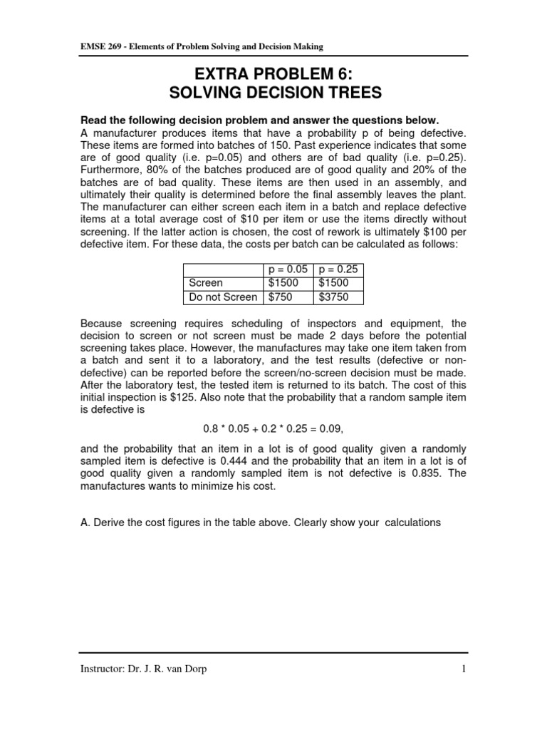 Extra Problem 6 - Solving Decision Trees | PDF | Statistical Hypothesis ...
