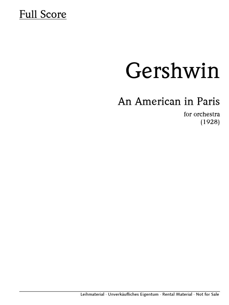 Gershwin - An American in Paris (F. Campbell-Watson) (1928) | PDF