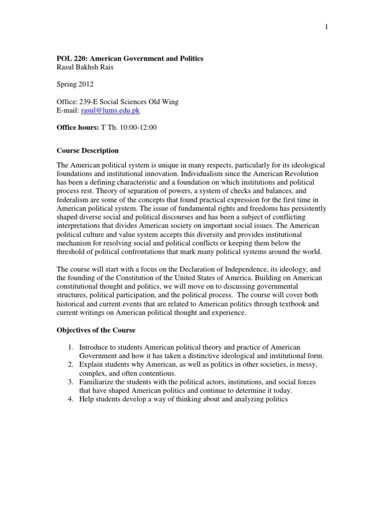 POL 220 American Government and Politics | PDF | Ideologies | The ...