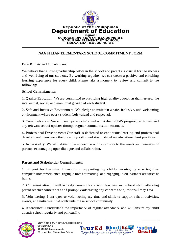 Commitment Form - Stakeholders | PDF | Social Psychology | Learning