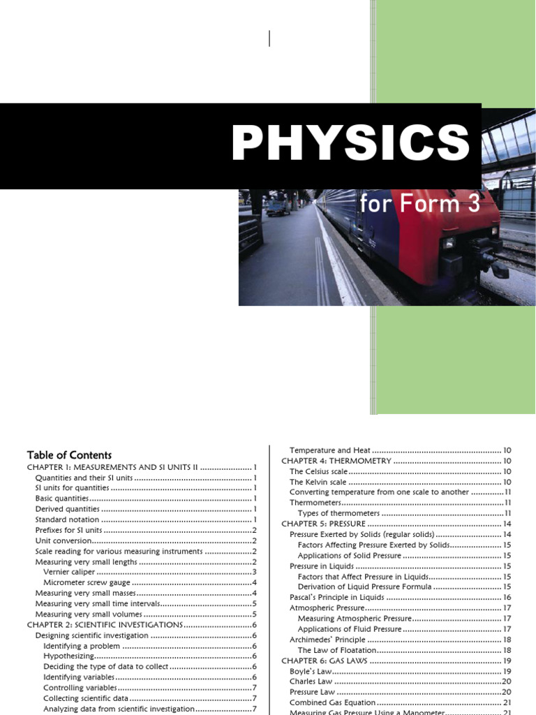 Physics Concepts for Form 3 Students | PDF | Temperature | Gases