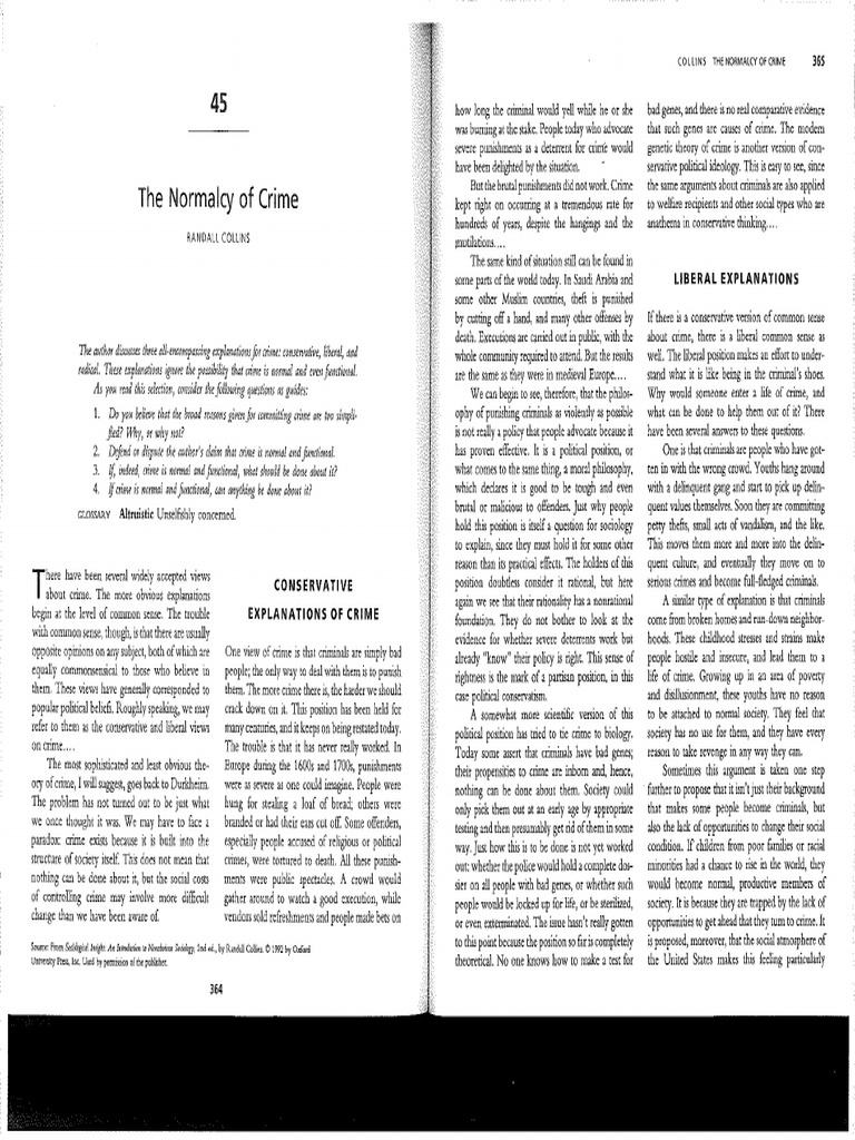 Collins - The Normalcy of Crime | PDF