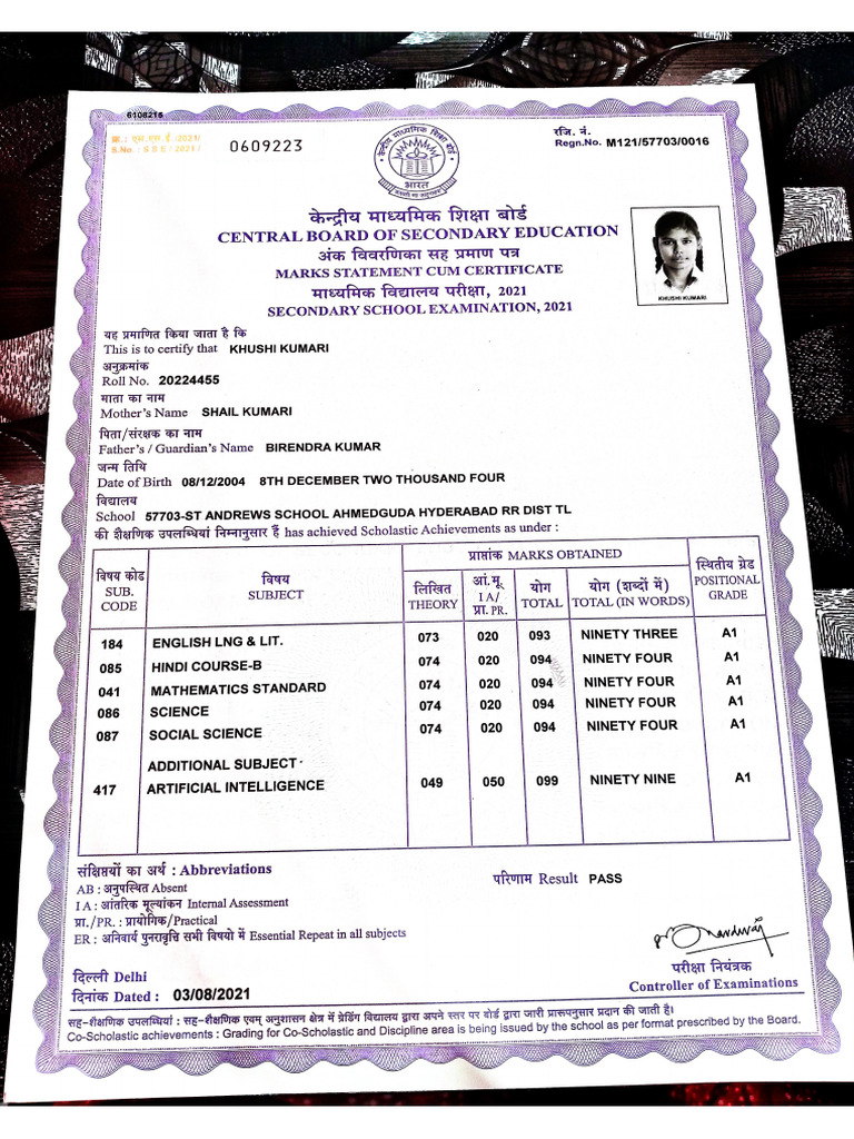 Khushi SSC Marksheet | PDF