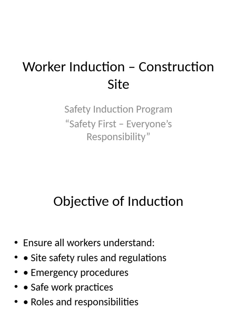 Worker Induction Construction Site | PDF | Personal Protective ...