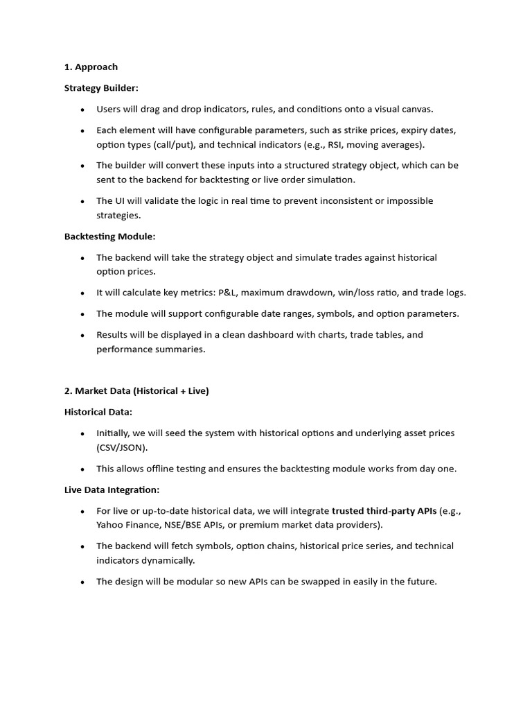 Approach For Strategy Builder and Backtesting Functionality. | PDF