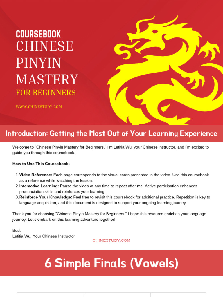 Chinese Pinyin Mastery Course Guide | PDF | Phonetics | Linguistics