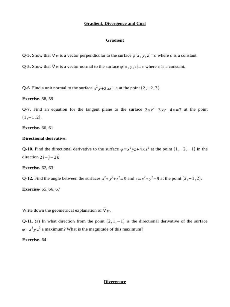Gradient Divergence and Curl | PDF