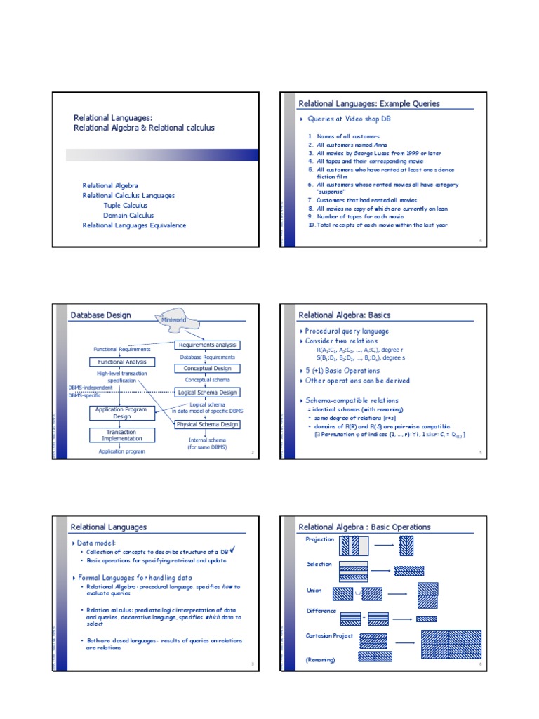 Relational Algebra And Relational Calculus Pdf Relational Model Databases