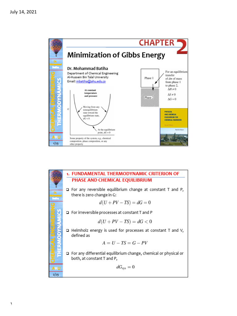 Chapter 2 - Minimization of Gibbs Energy | PDF | Chemical Equilibrium ...
