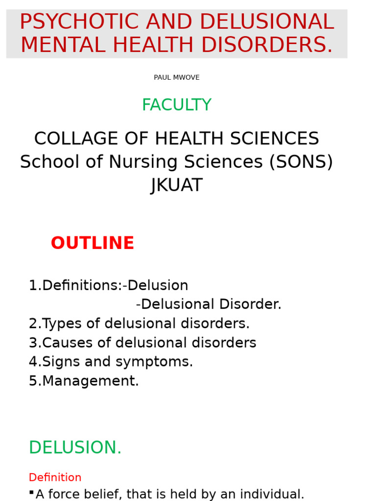 8..delusinal Disorders | PDF | Delusion | Mental Disorder