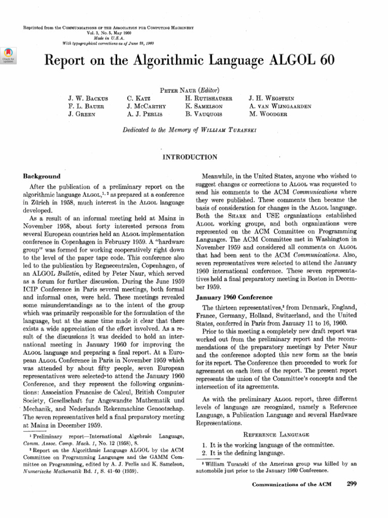 Report On The Algorithmic Language ALGOL 60 | PDF | Boolean Algebra ...