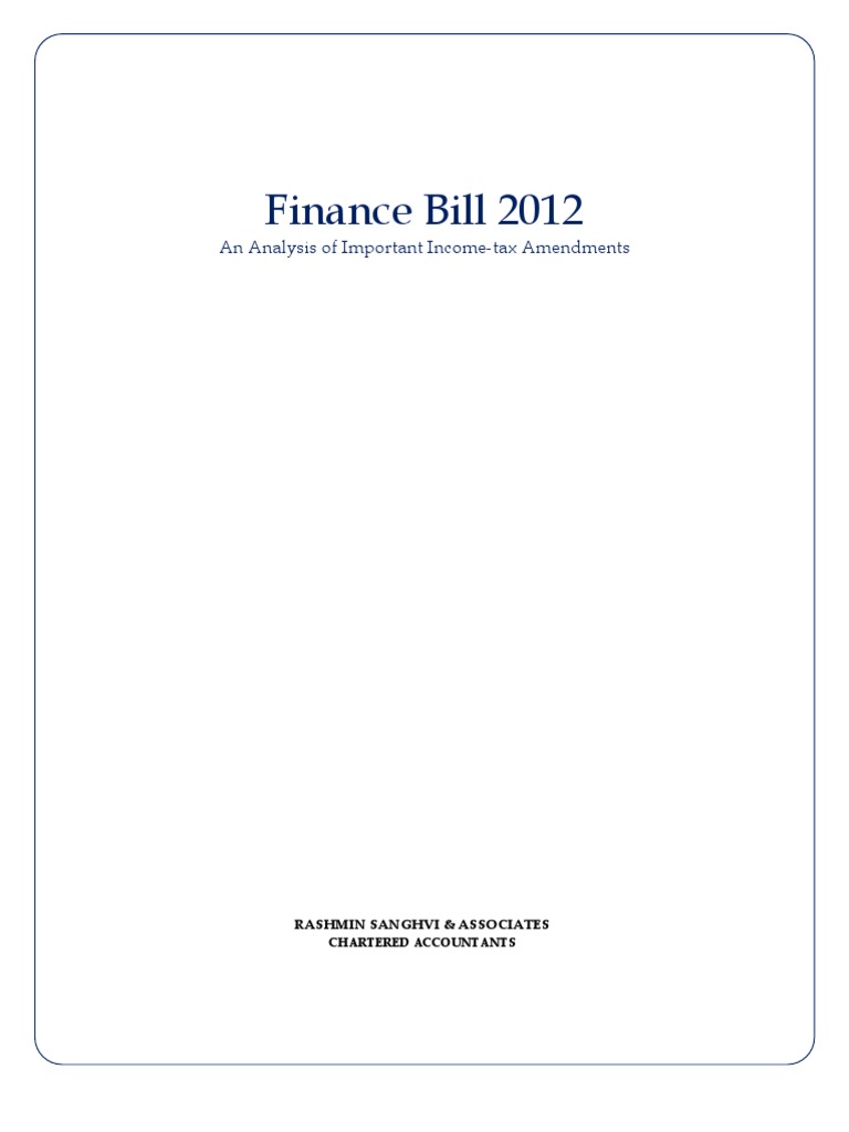 Finance Bill 2012 - An Analysis | PDF | Capital Gains Tax | Tax Avoidance