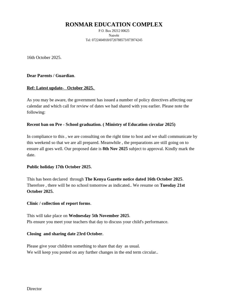 Education Ministry Circular Update 2025 | PDF