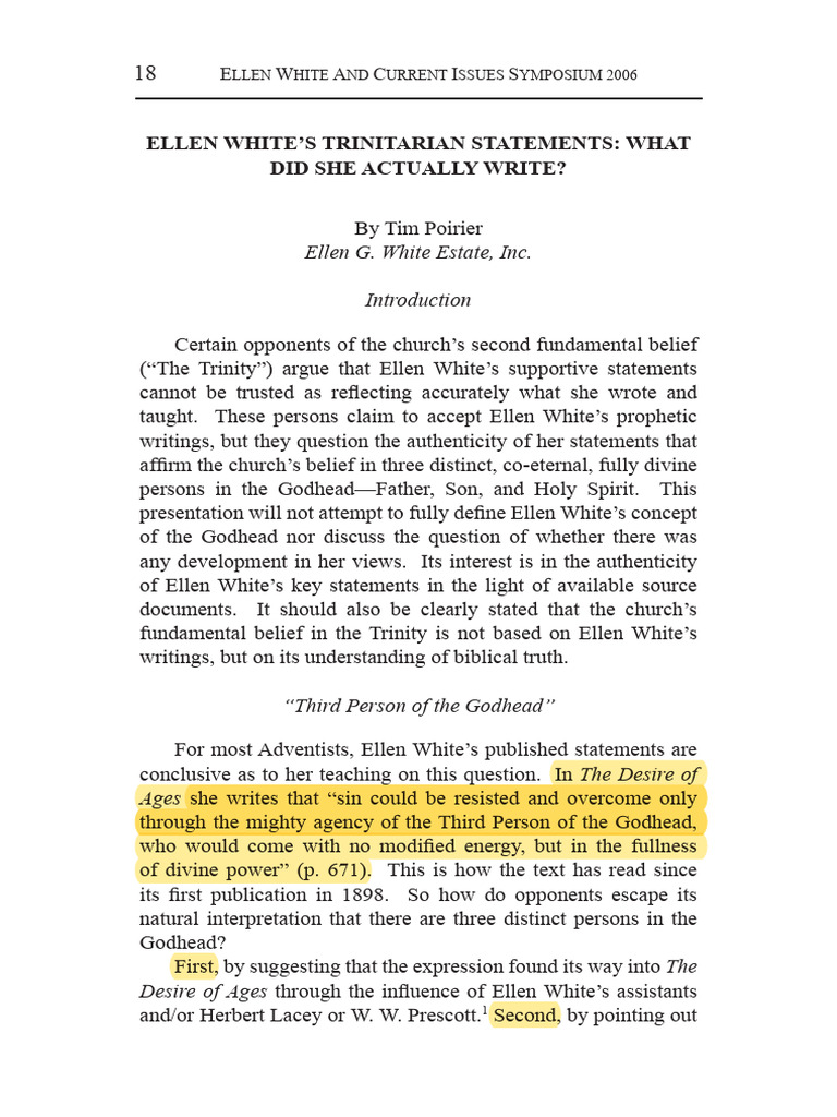 What Did Ellen White Actually Write On Trinitarianism | PDF