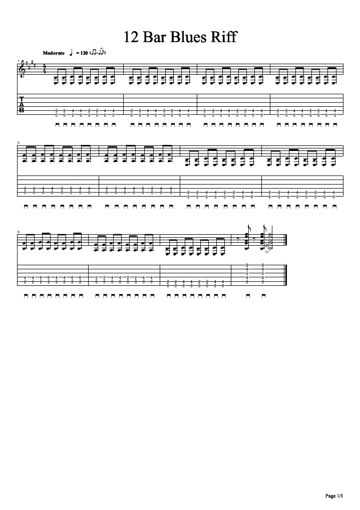 12 Bar Blues Riff | PDF