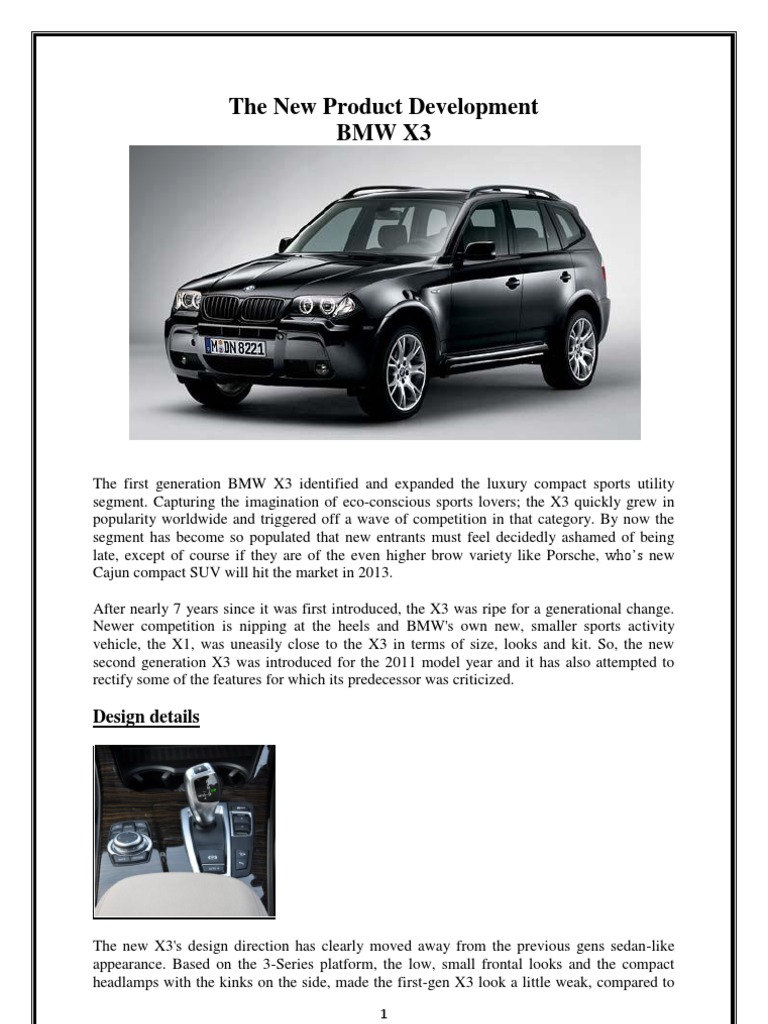 The New Product Development BMW X3: Design Details | PDF | Transmission ...