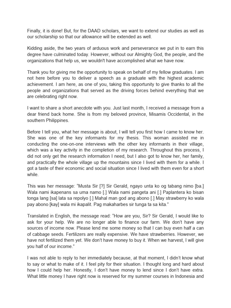 Short Message For The Recognition Day by Gerald Aguilar | PDF