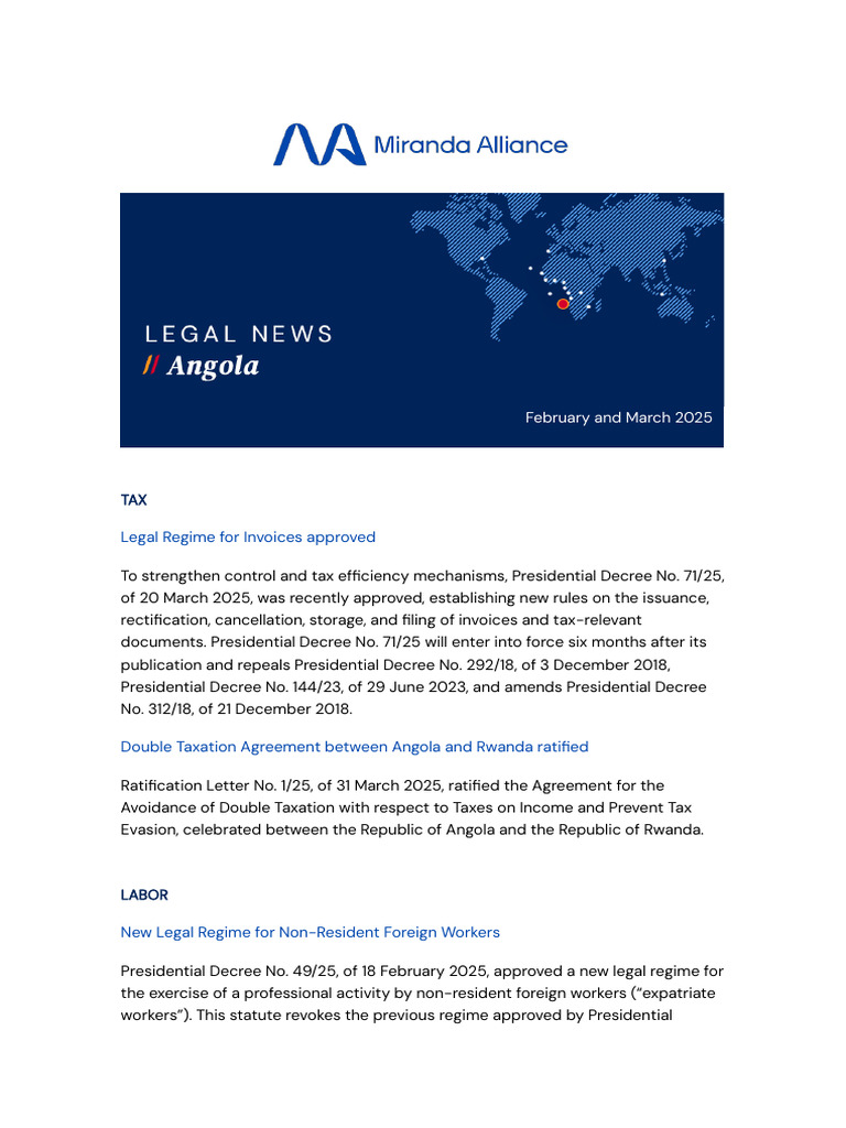 Angola - Legal News - February and March 2025 | PDF | Temporary Work ...