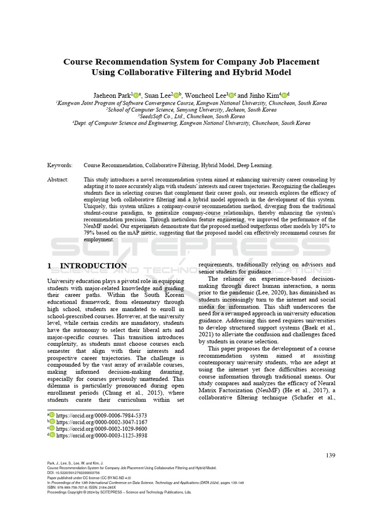 Course Recommendation System For Company Job Placement Using ...