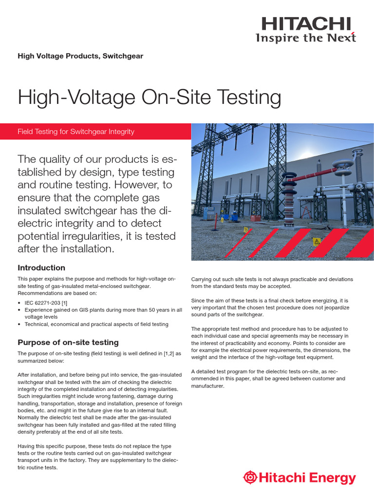 PSC CH - GIS - High-Voltage On-Site Testing | PDF | High Voltage ...