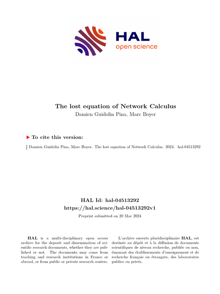 Lost Equation of Network Calculus Explained | PDF | Mathematics | Analysis