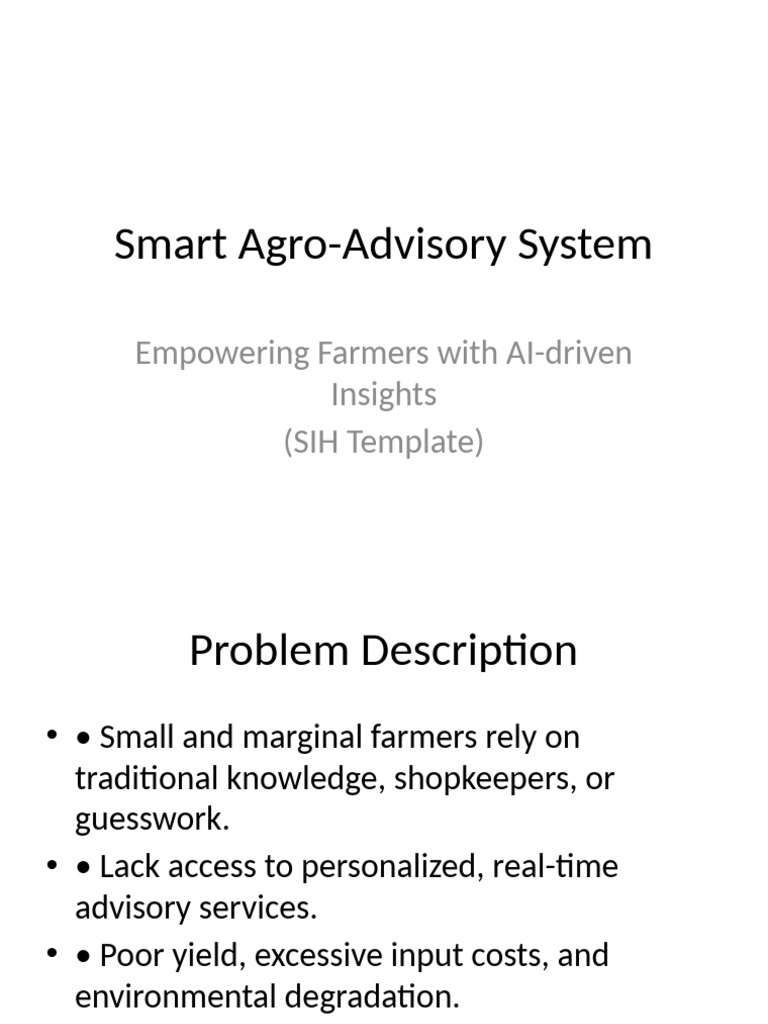Smart Agro Advisory SIH | PDF
