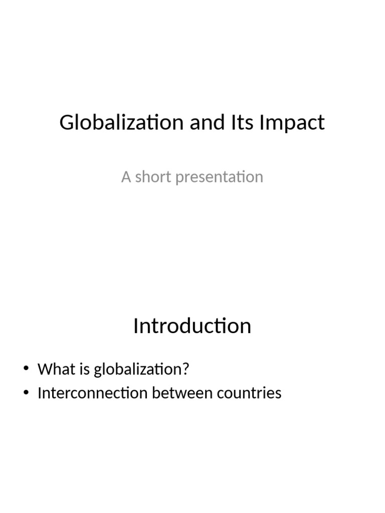 Globalization and Its Impact | PDF