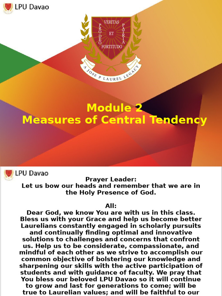 MMW Module 2 Measures of Central Tendency | PDF | Mean | Average