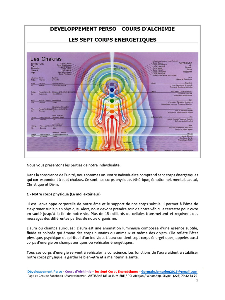 Cours sur les Sept Corps Énergétiques | PDF | Âme | Émotions