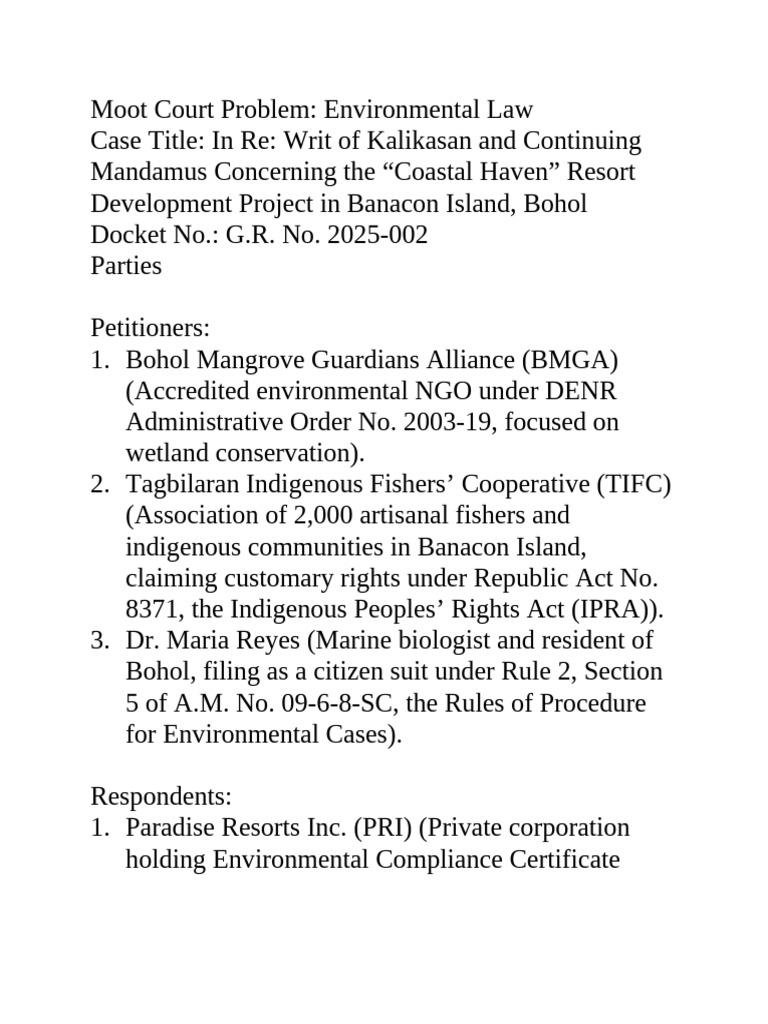 Moot Court Problem 2 Environmental Law | PDF | Biodiversity | Natural ...