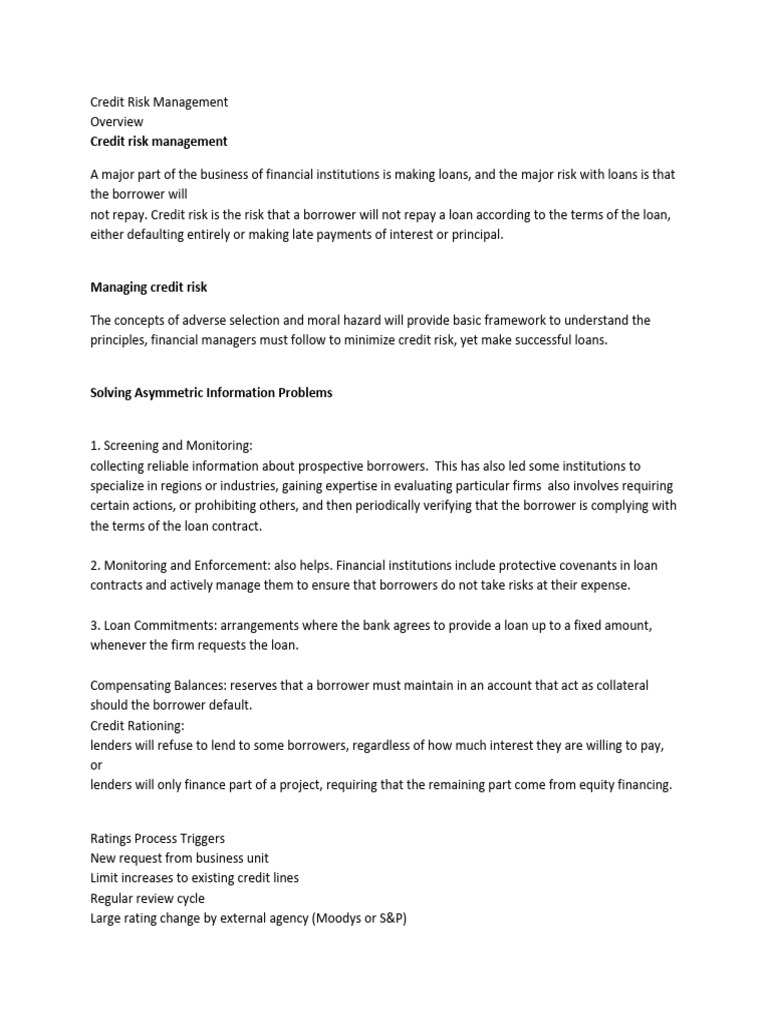 Credit Risk Management | PDF | Credit Risk | Loans